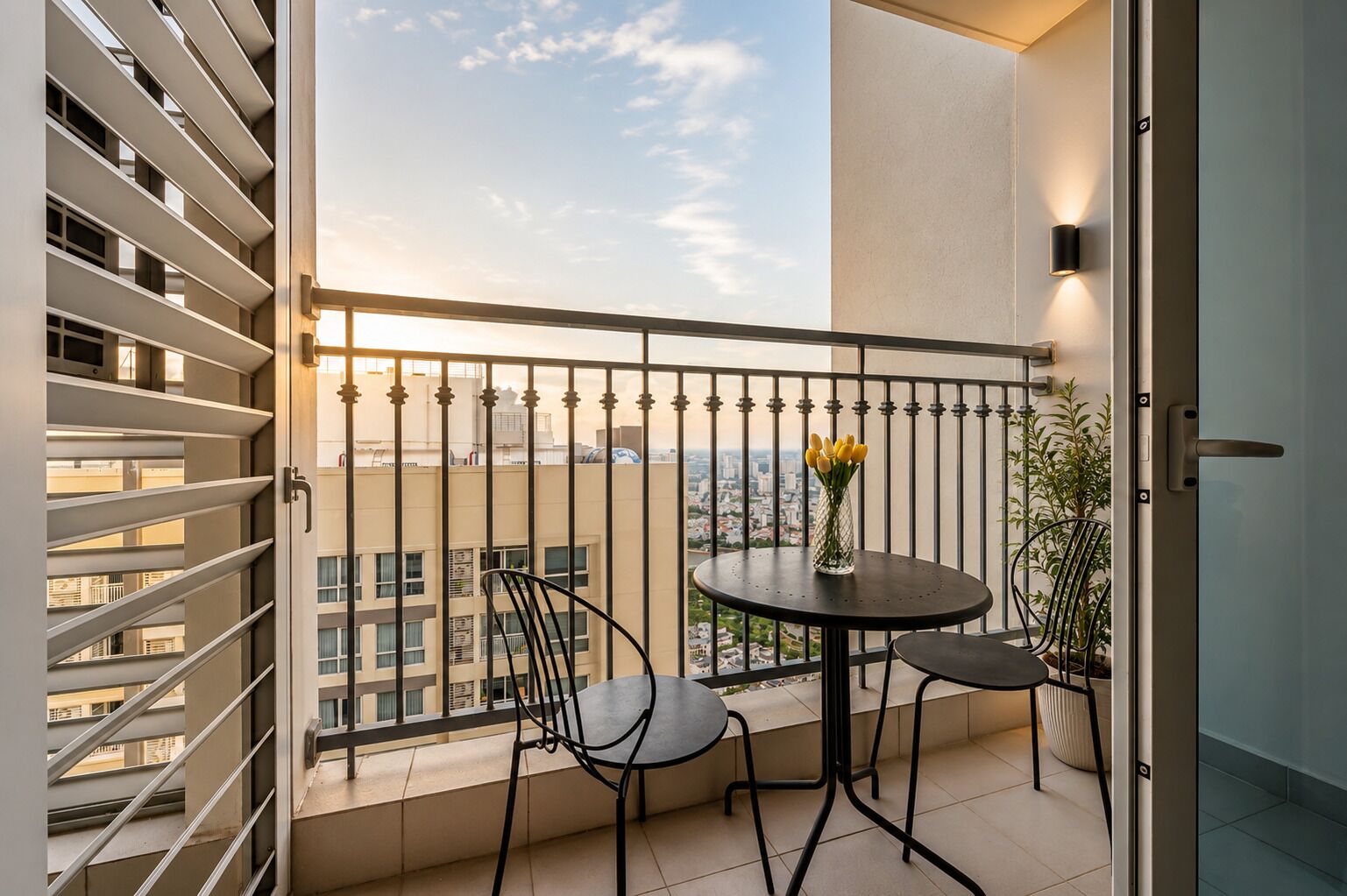 Apartamento Deluxe, 2 quartos, varanda, Vista para a cidade | Varanda