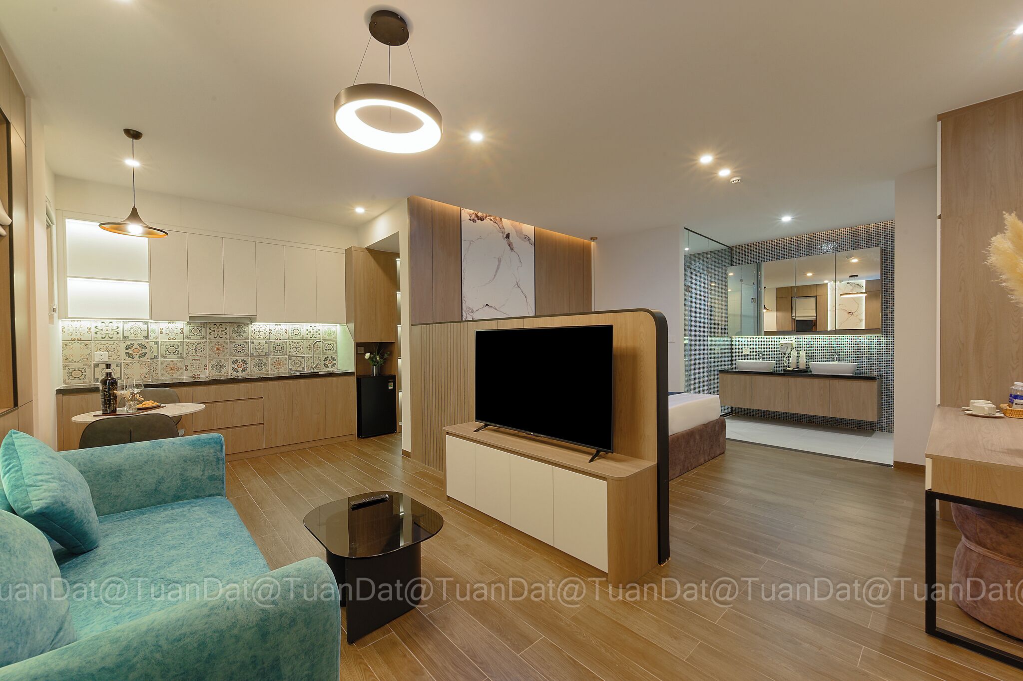 Quarto casal executivo, vista para o resort | Sala de estar