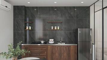 Deluxe 1 King Bed Suite | Cozinha privada | Rolo de cozinha