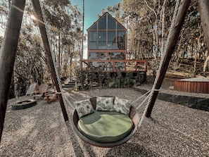 Cabana de Madeira de Luxo, vista para a montanha | Terraço/pátio interior