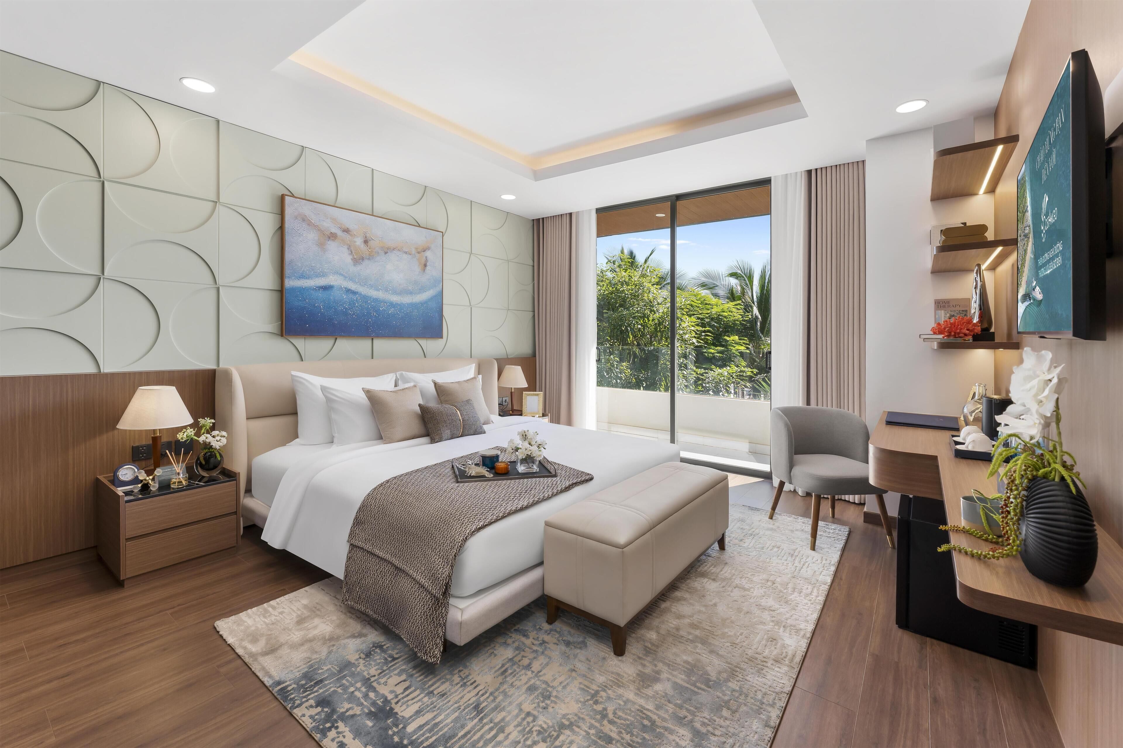 Quarto standard, 1 cama Queen, sacada, vista para o jardim | Frigobar, cofres nos quartos, escrivaninha, cortinas blackout