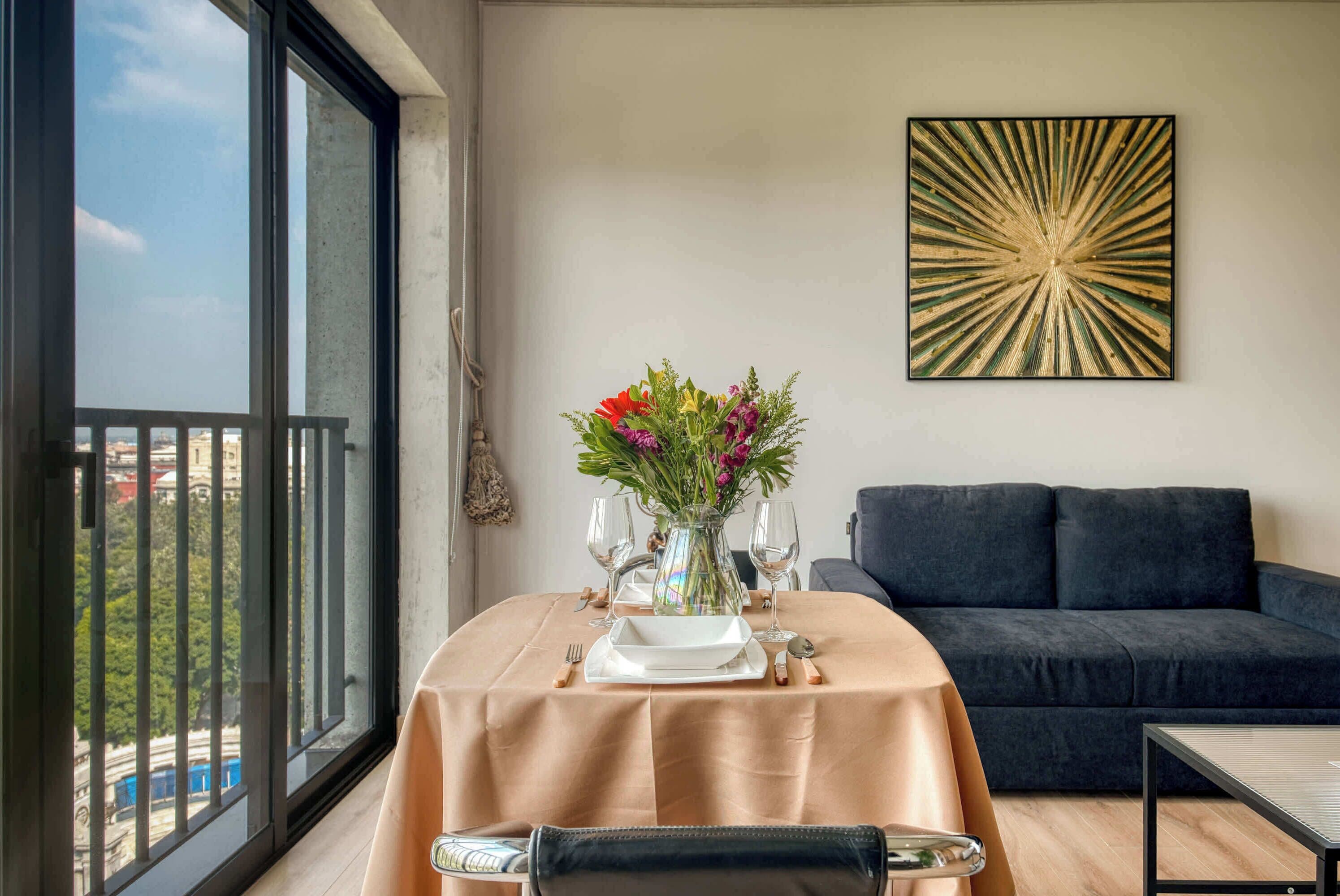 Estúdio, 1 cama queen-size, cozinha, Vista para a cidade (Juarez 56 - (03)) | Interior