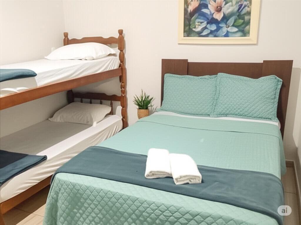 Quarto Triplo Familiar, vista para a piscina | Wi-fi grátis 