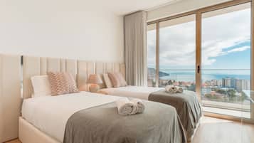 Apartamento Deluxe em Condomínio Fechado, vista para o oceano | Cortinas/cortinados opacos, quartos insonorizados