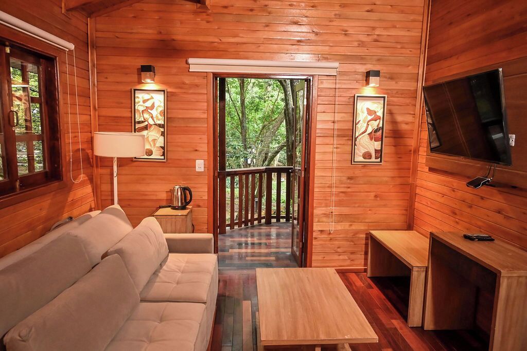 Cabana família, sacada, vista para o jardim | Área de estar