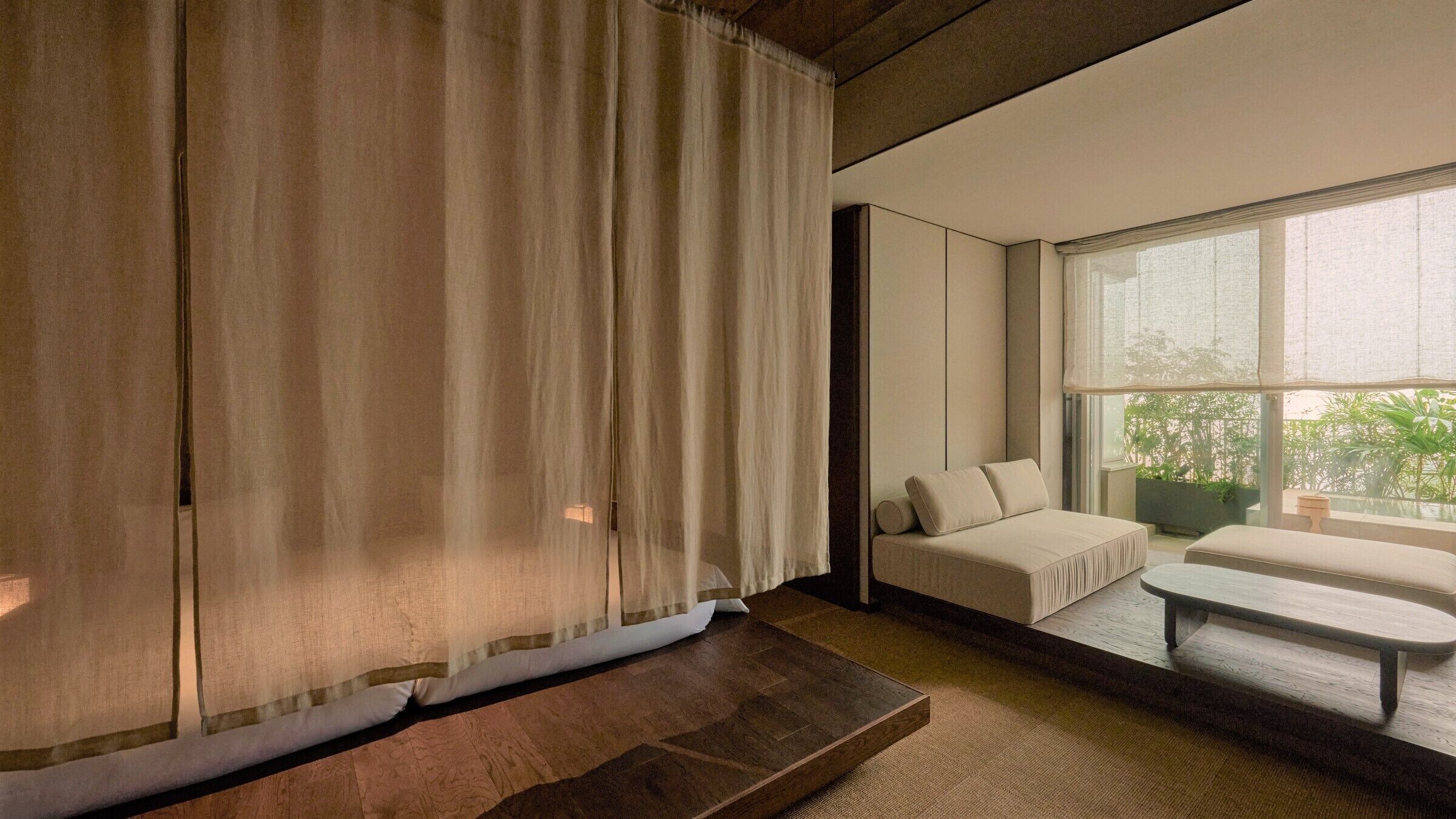 Quarto Twin de Luxo, varanda, vista para a montanha | Sala de estar