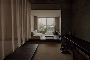 Quarto Twin de Luxo, varanda, vista para a montanha | Sala de estar