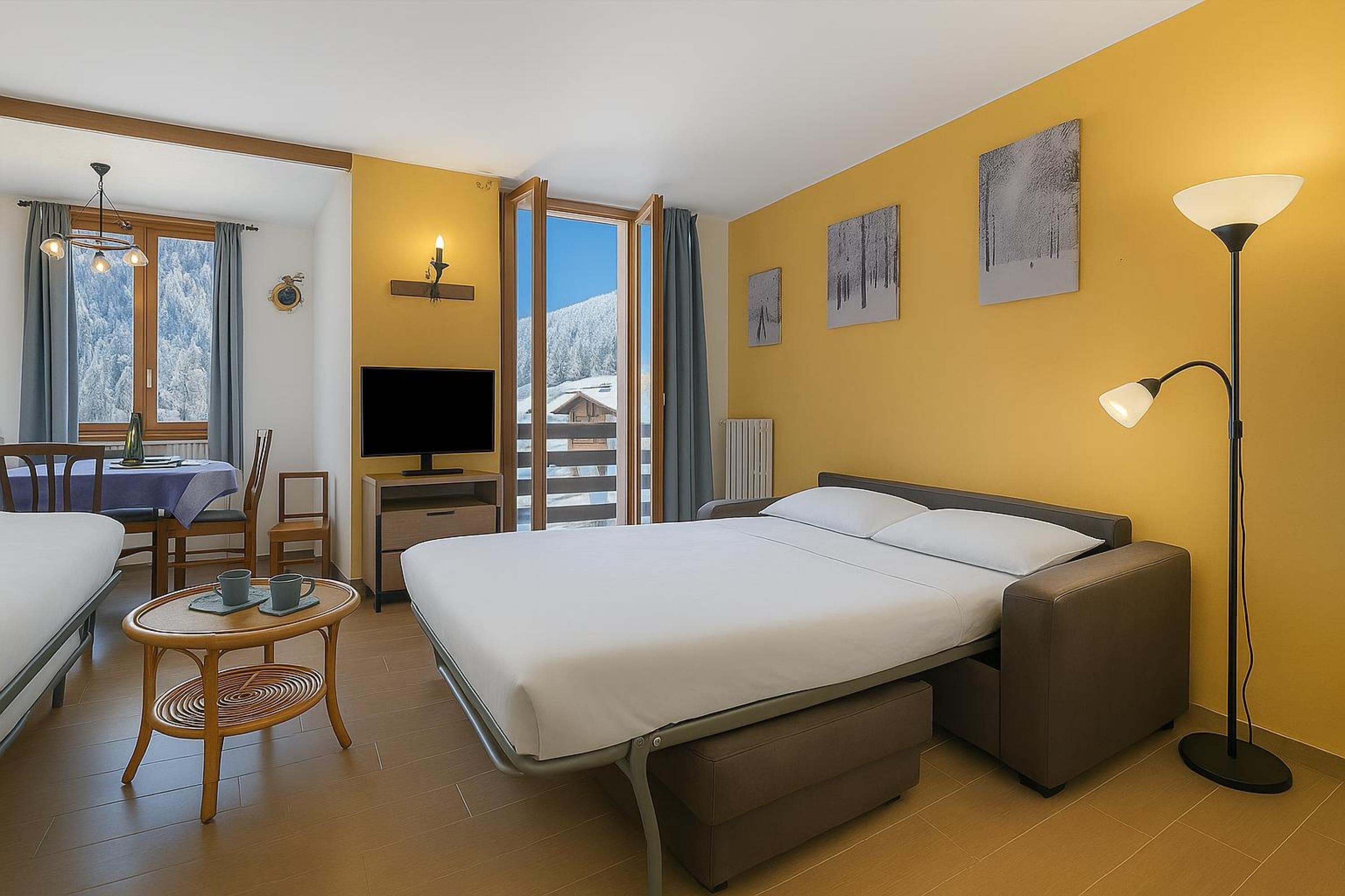 Estúdio Familiar, vista para a montanha (Appartamento Rifugio dei Sogni) | Wi-fi grátis, roupa de cama fornecida 