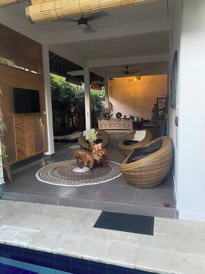 Villa, 2 quartos, fumadores, piscina privativa | Sala