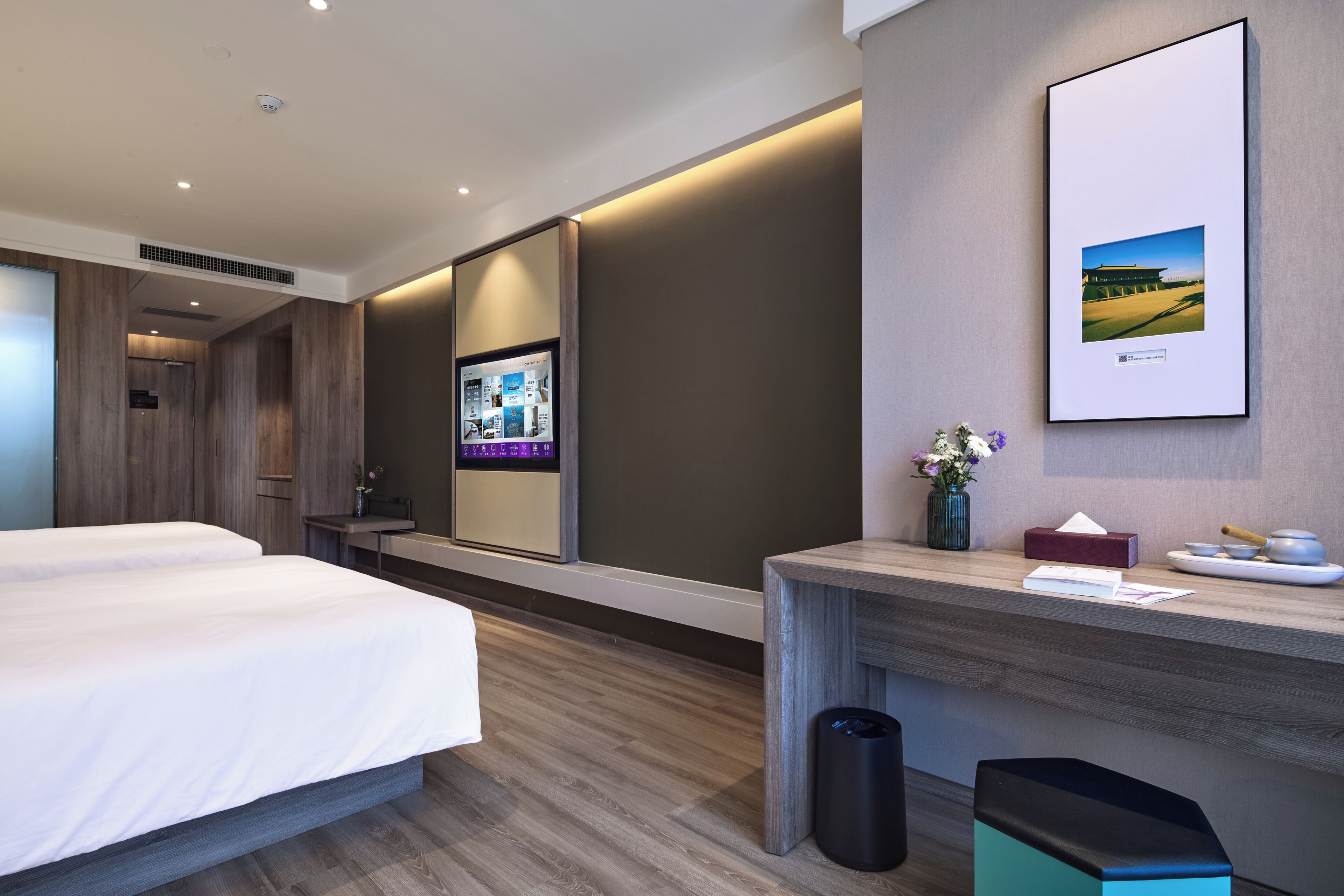 Quarto duplo básico, para não fumantes, serviço de arrumação | Roupas de cama premium, edredons de pluma