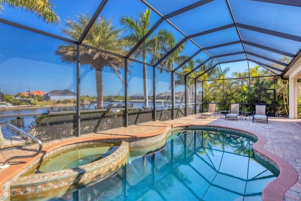 Villa Sol South Gulf Cove! Pool/spa Waterfront Canal W Dock 3 Bedroom ...