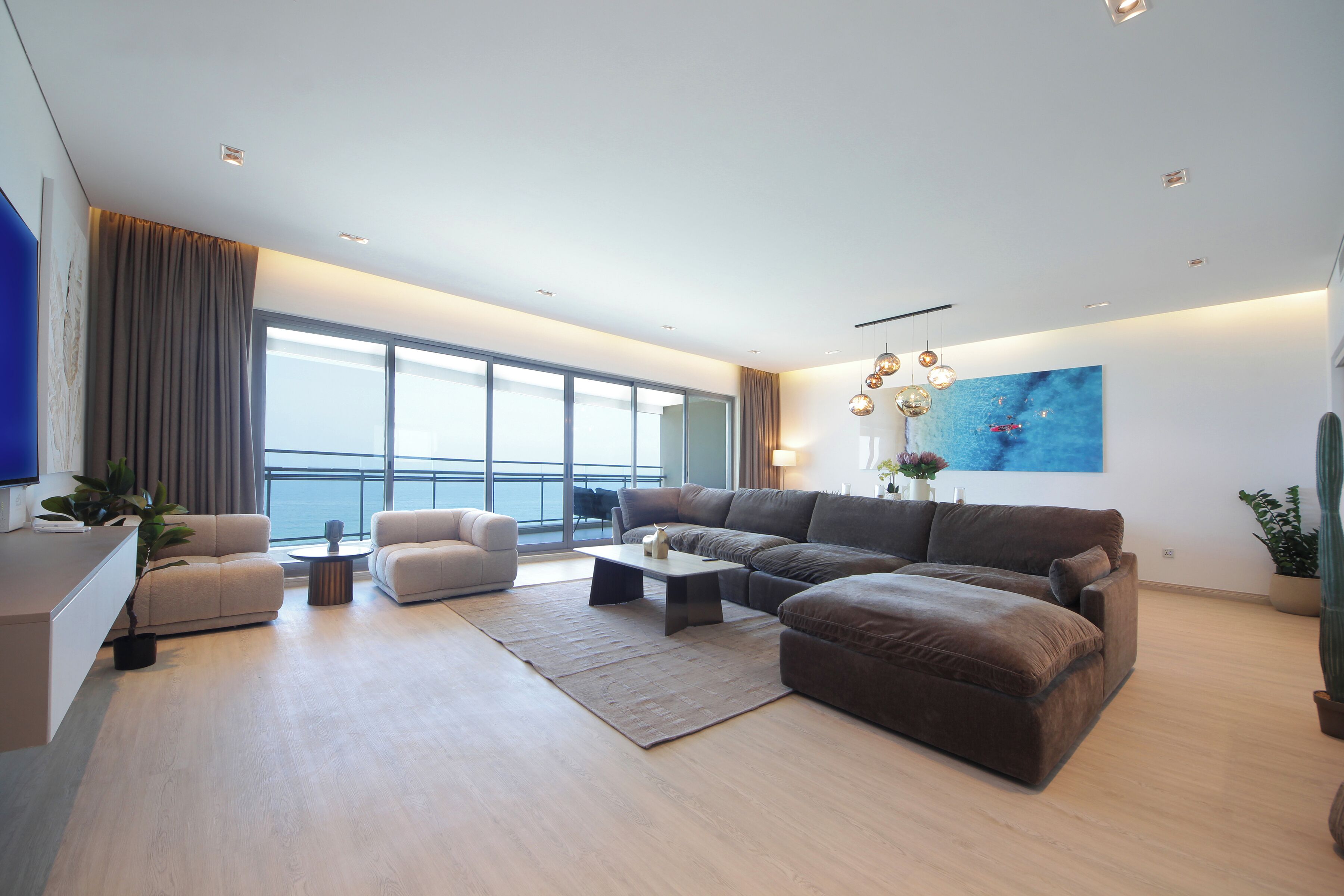 Apartamento de Luxo, 3 quartos, vista para a praia, em frente à praia | Sala de estar