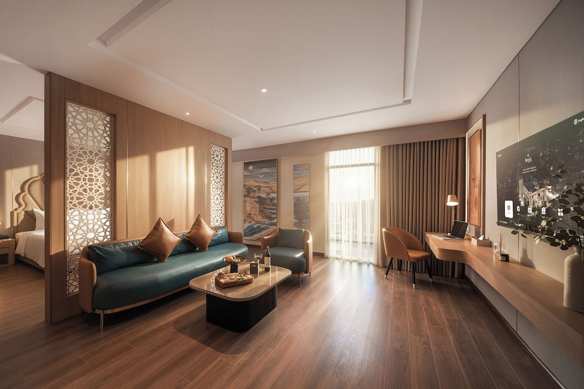 Suite-Estúdio Executiva | Cofre no quarto, com decoração personalizada