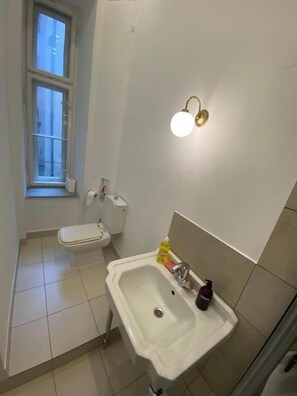 Quarto Clássico com Cama de Casal, 1 cama de casal | Casa de banho | Um secador de cabelo, toalhas fornecidas, sabão, papel higiénico 