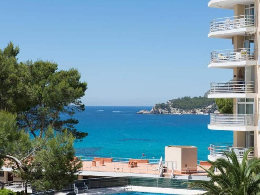 Quarto Duplo, varanda, vista parcial para o mar | Secretária, secretária adequada para computadores portáteis