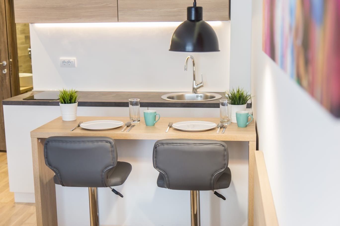 Apartamento Deluxe, vista para o jardim | Cozinha privada | Uma chaleira elétrica 