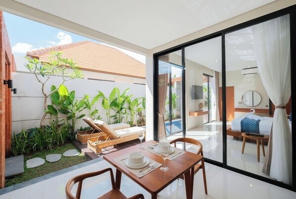 Villa, 1 quarto, vista para a piscina | Cozinha privada