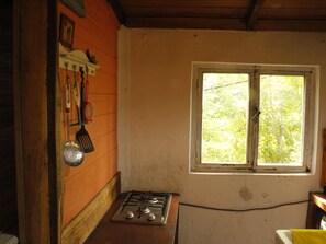 Cabine, varanda, vista para o jardim | Cozinha privada