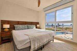 Villa Deluxe, vista para o mar | Roupa de alta qualidade, edredões de penas 