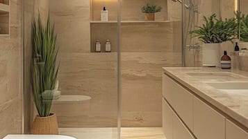 Quarto Standard | Casa de banho | Um polibã, artigos de higiene pessoal grátis, toalhas fornecidas, sabão