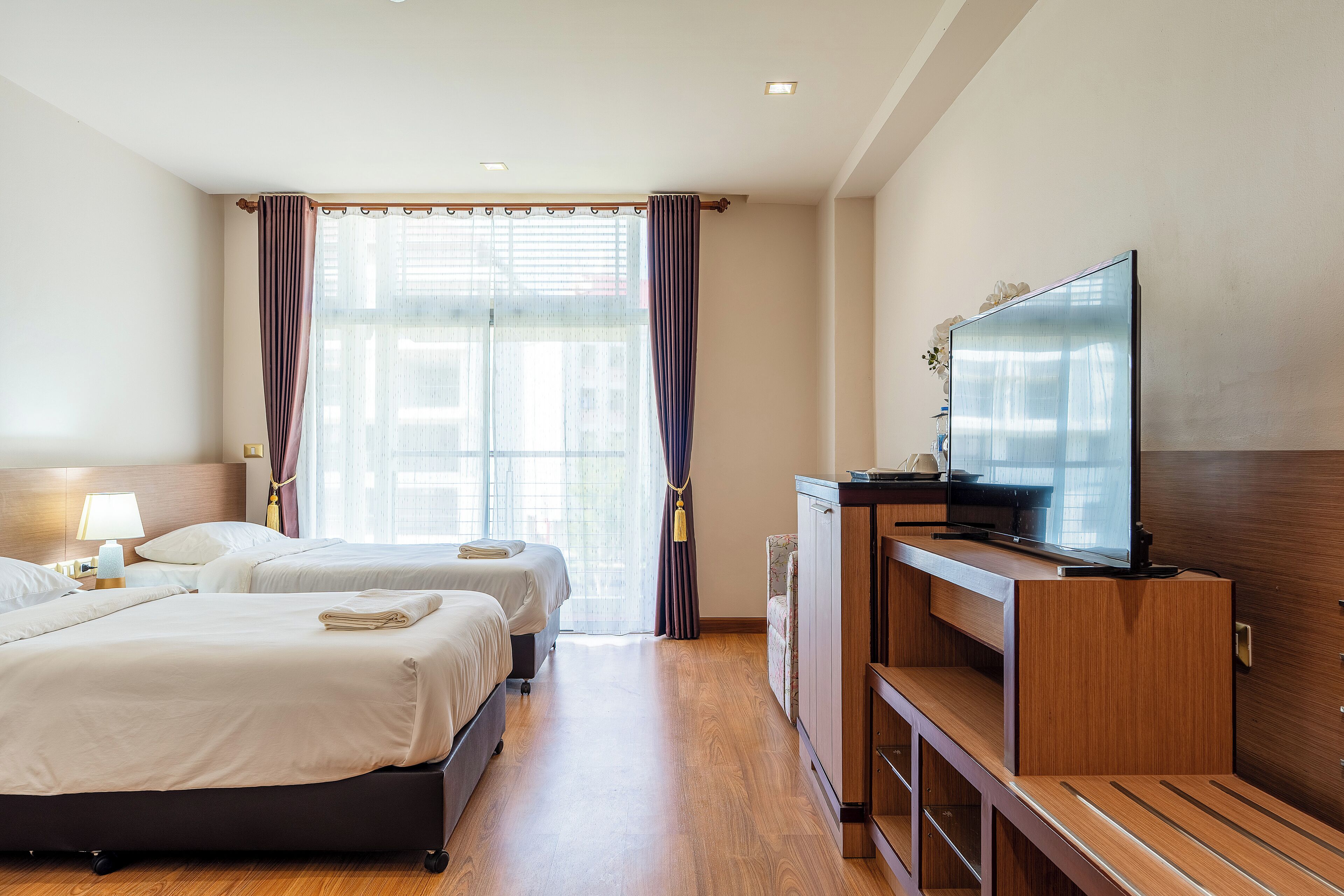 Quarto Twin Standard, varanda | Camas desdobráveis, Wi-fi grátis, roupa de cama fornecida 