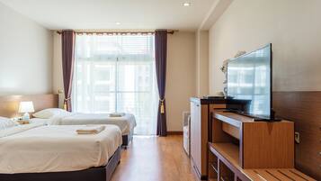 Quarto Twin Standard, varanda | Camas desdobráveis, Wi-fi grátis, roupa de cama fornecida