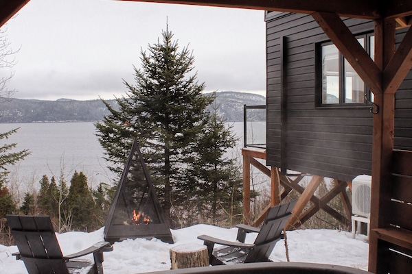 Chalé, banheira de hidromassagem grande, vista para o vale | Terraço/pátio interior
