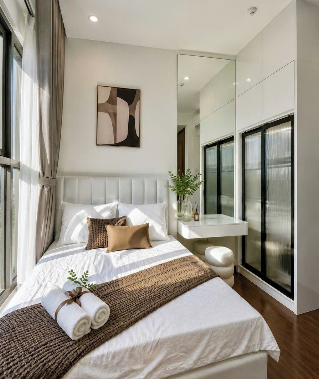 Apartamento Design, 2 quartos, acesso à piscina, no canto | Casa de banho | Um polibã, um chuveiro fixo, artigos de higiene pessoal grátis 
