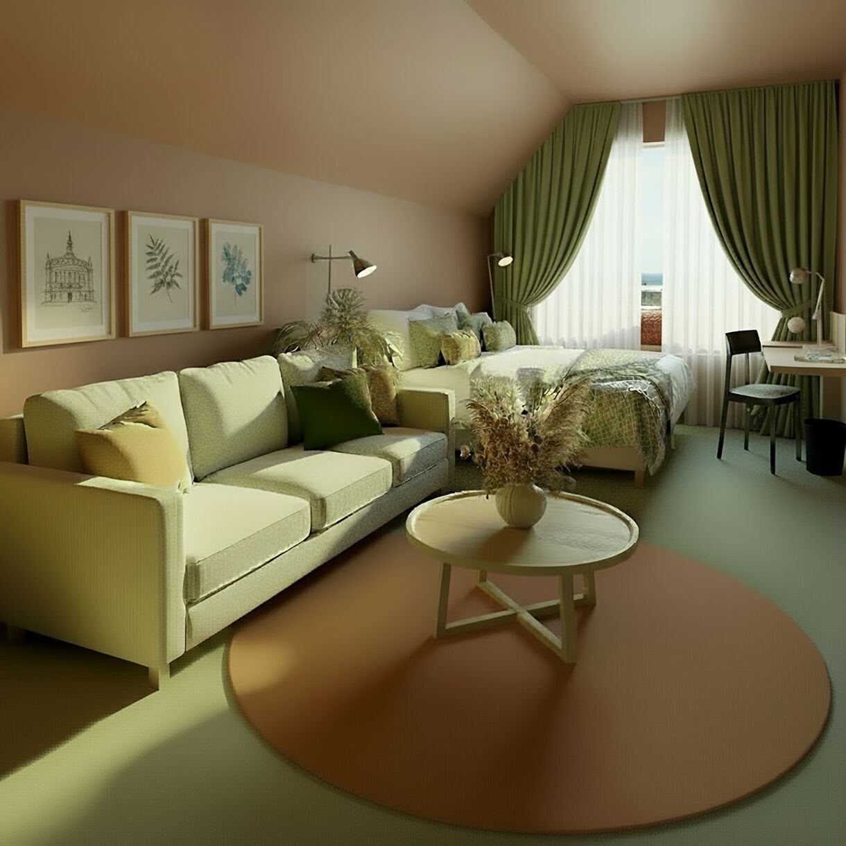 Quarto triplo básico, vista para o mar | Individualmente decorados, individualmente mobiliados, escrivaninha