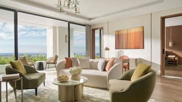Suite Exclusiva, 1 cama king-size, acesso ao Club Lounge | Roupa de alta qualidade, minibar com produtos grátis, cofre no quarto