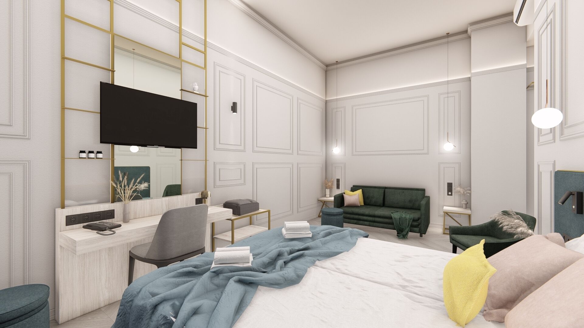 Quarto Twin Superior | Roupa de alta qualidade, camas de colchão viscoelástico 