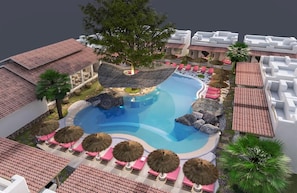 Piscina exterior, toldos gratuitos, guarda-sóis 