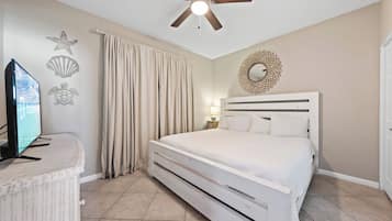 Condo com design assinado, 1 quarto, sacada, vista para a praia | Individualmente decorados, individualmente mobiliados