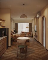 Quarto Duplo ou Twin de Luxo, cozinha, Vista para a cidade