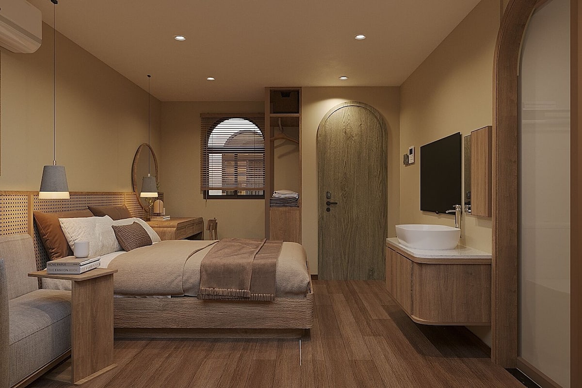 Quarto casal standard, vista para a cidade | Escrivaninha, cortinas blackout, ferros/tábuas de passar roupa