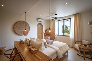Villa de Luxo, 3 quartos, vista para a piscina | Lençóis de algodão egípcio, roupa de alta qualidade, cofre no quarto 