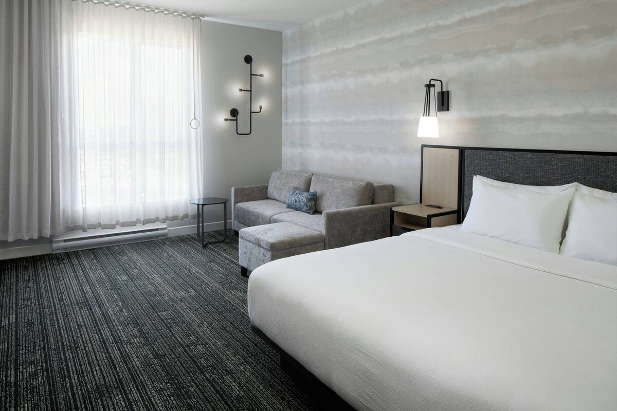 Suite-Estúdio, 1 cama king-size e sofá-cama | Secretária, secretária adequada para computadores portáteis 