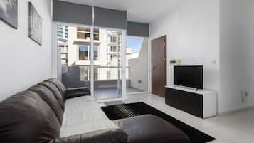 Cobertura, vista para a cidade | Área de estar