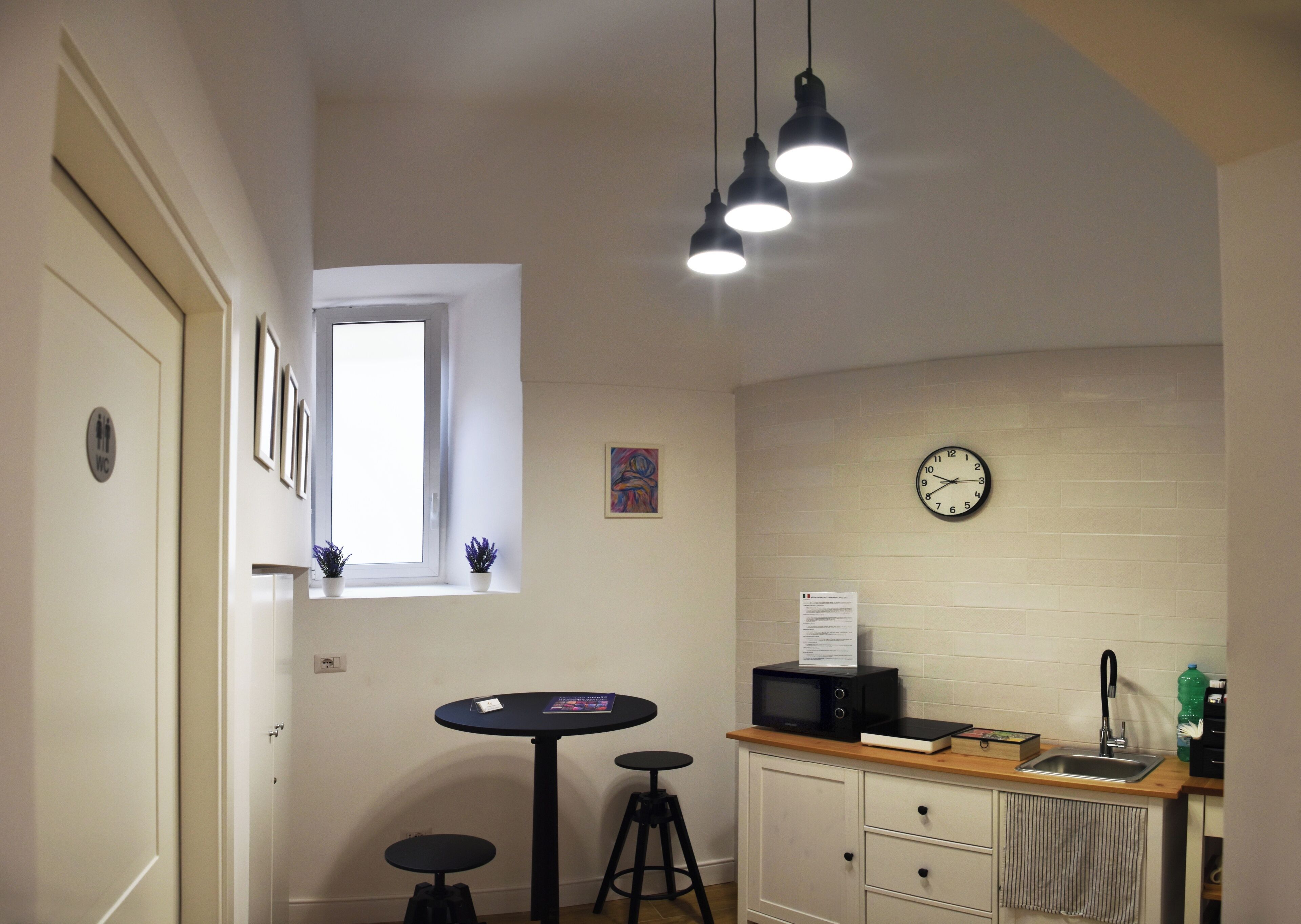 Minifrigorífico, um micro-ondas, uma placa de cozinha 