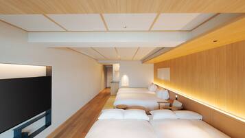 Quarto Twin em estilo japonês, sacada, vista para o oceano (Open-Air Cypress Bath, 58-62 sqm) | Cofres nos quartos, Wi-Fi de cortesia, roupa de cama