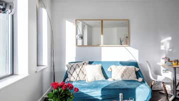 Apartamento Deluxe, Vista para a cidade | Sala de estar