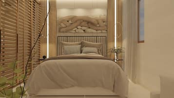 Cofre no quarto, secretária, cortinas/cortinados opacos