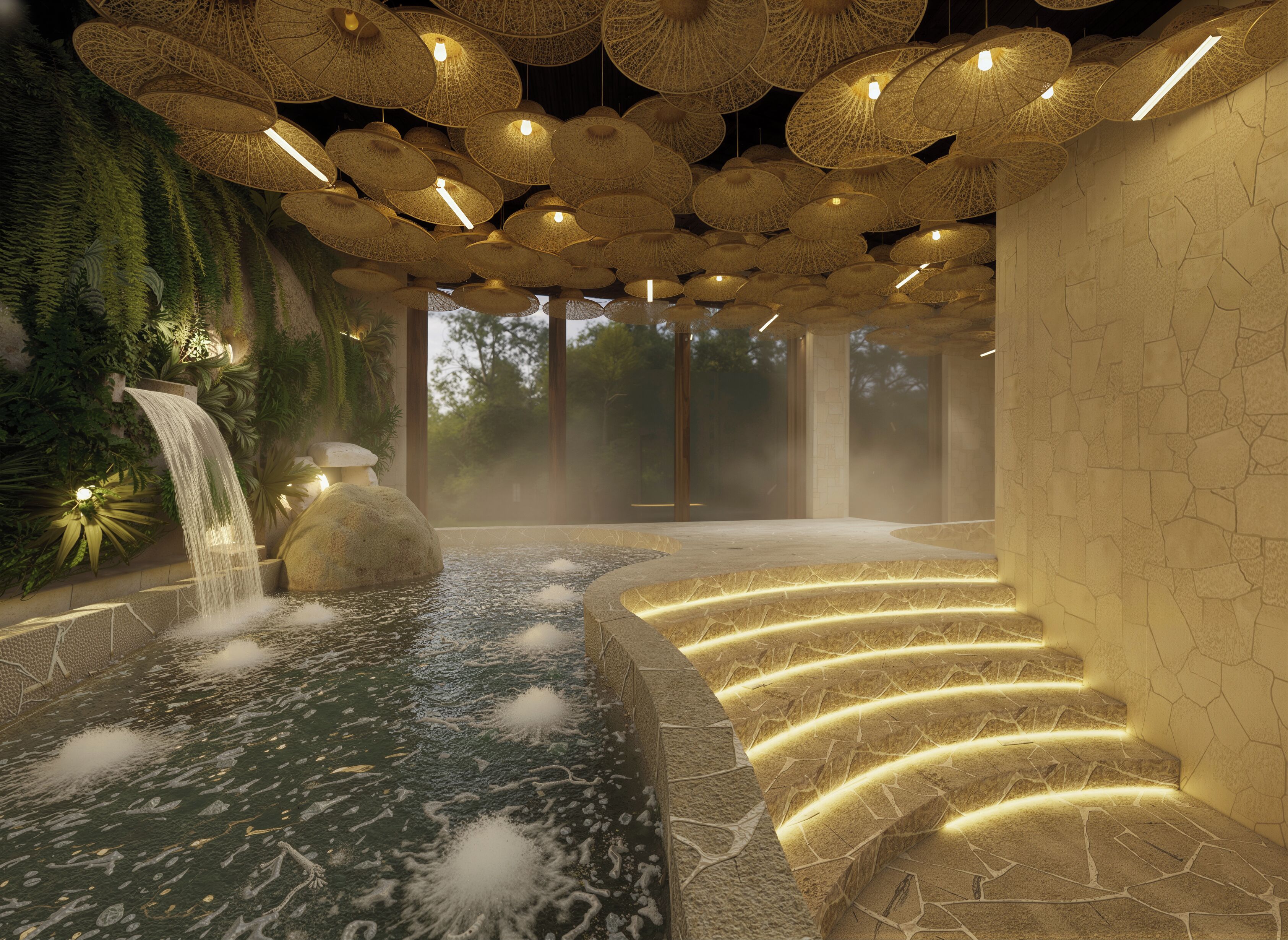 Sauna seca, banheira de hidromassagem, sauna a vapor