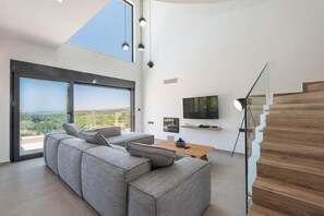 Vila luxo, vista para o mar | Área de estar