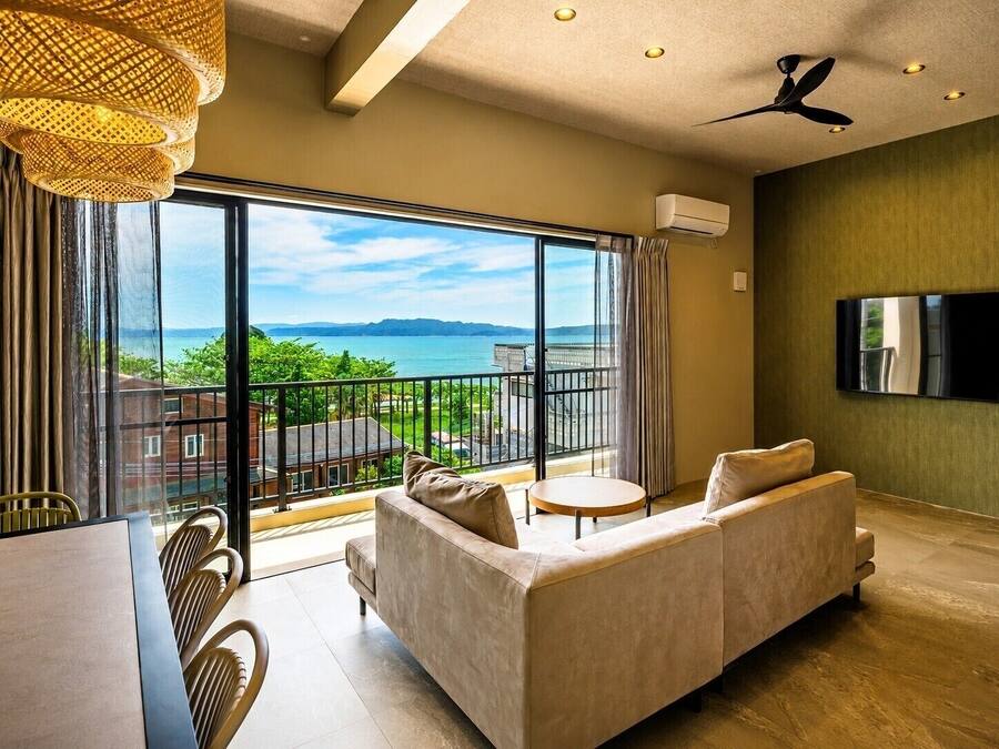 Apartamento em Condomínio Fechado, não fumadores, vista para o oceano | Cortinas/cortinados opacos, Wi-fi grátis
