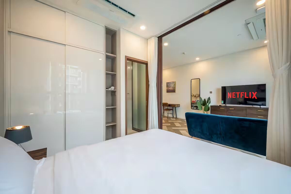 Apartamento de Luxo, 2 quartos, varanda, Vista para a cidade | Secretária, secretária adequada para computadores portáteis 