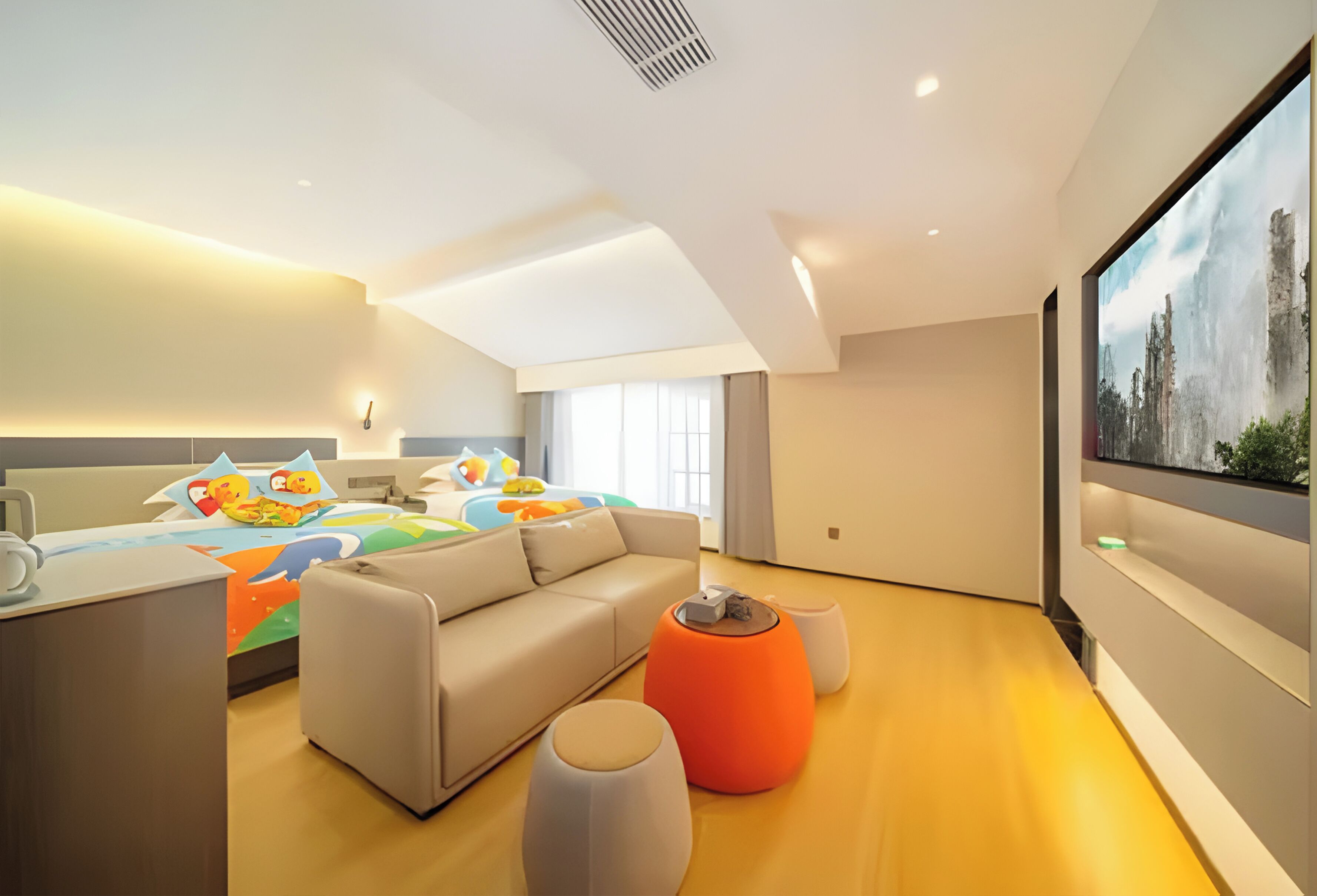 Suite-Estúdio Familiar, várias camas, não fumadores, ar condicionado | Roupa de alta qualidade, edredões de penas, camas de colchão pillowtop 