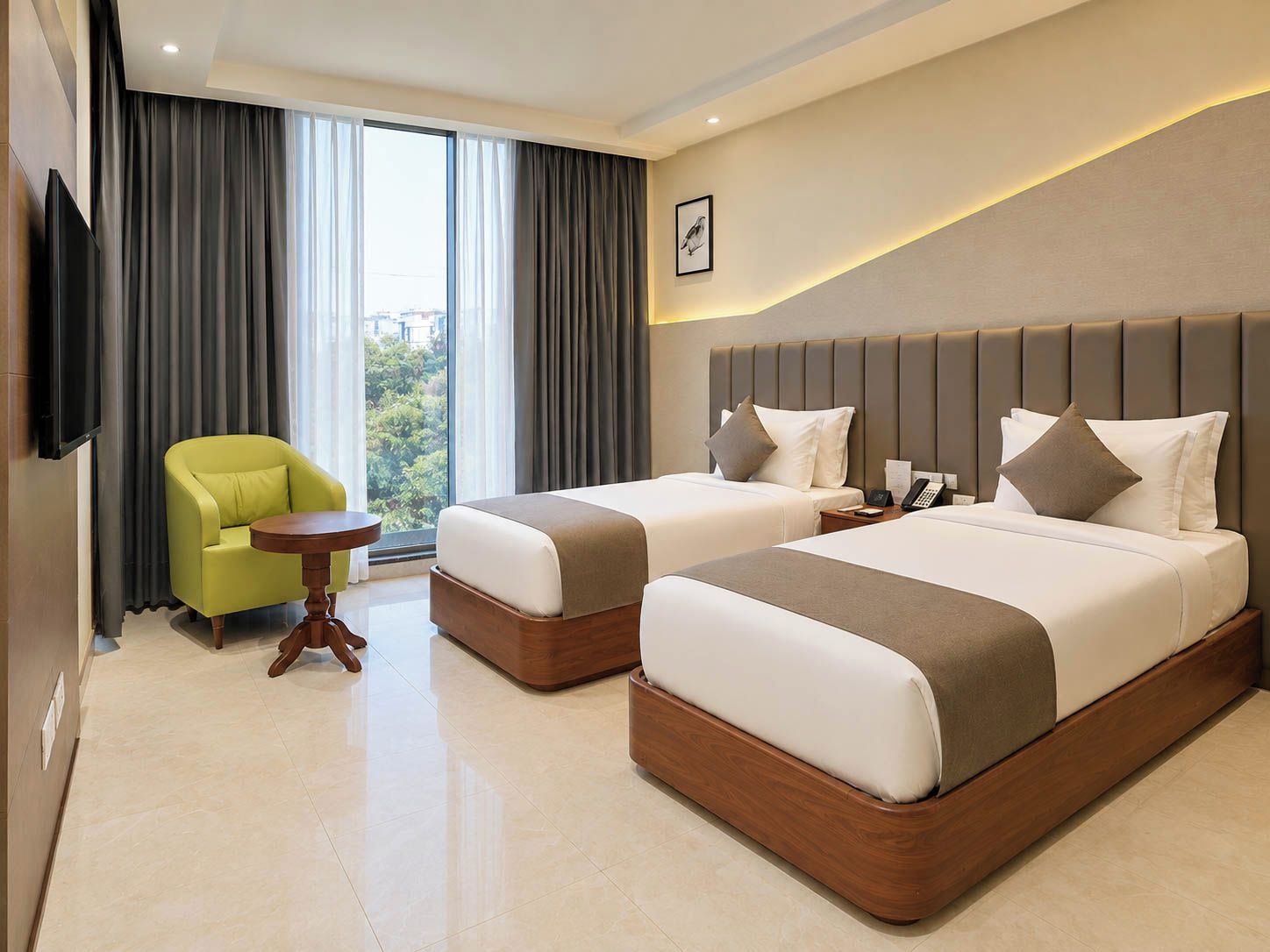 Quarto Twin Executivo | Roupa de alta qualidade, Wi-fi grátis, roupa de cama fornecida 