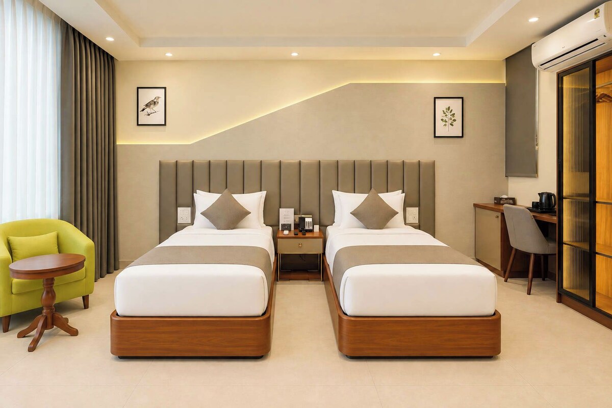 Quarto Twin Executivo | Roupa de alta qualidade, Wi-fi grátis, roupa de cama fornecida 