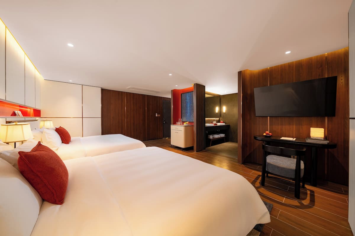 Quarto Duplo Familiar | Cofre no quarto, cortinas/cortinados opacos, quartos insonorizados